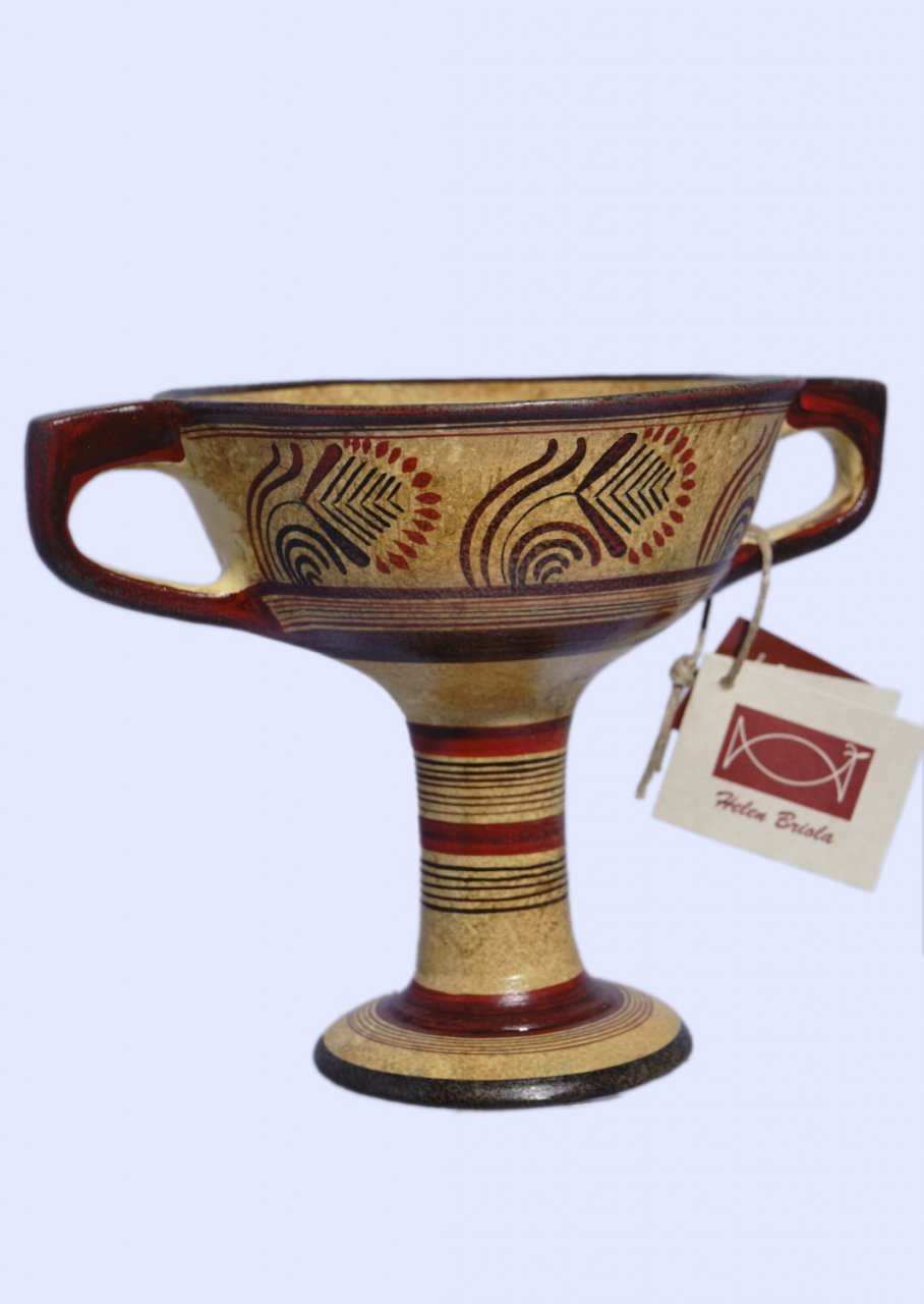 Minoan kylix with geometric and leafy decoration